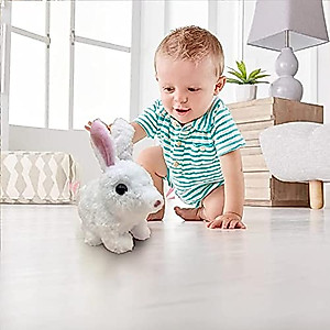 3PCS Hopping Bunny Toy, Interactive Bunny Toys for Kids, Rabbit Toys Wite Carrot Can Walk and Talk, Easter Plush Stuffed Bunny Toy, Electric Bunnies Educational Toys Robotic Toy Gift for Kids