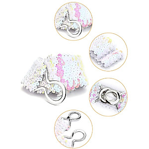 uxcell Lady Sequins Decor Metal Interlooking Buckles Elastic Waist Belt Fit Waist Girth:19.68"/50cm to 29.52"/75cm Black & Multicolor