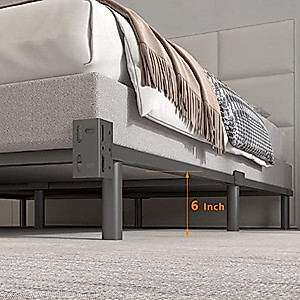 Realuson Basics Metal Bed Frame Queen Size,7 Inch Low to Ground Bed Base 9-Leg Support for Box Spring and Mattress,Heavy Duty Sturdy Black Bedframe,Tool-Free Easy Assembly