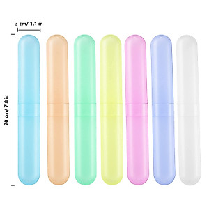 20 Pcs Travel Toothbrush Case Holder, Plastic Portable Toothbrush Storage, 7 Assort Color Toothpaste Case Cover Protector, Great for Travel, Business, Camping, School Use, Multicolor