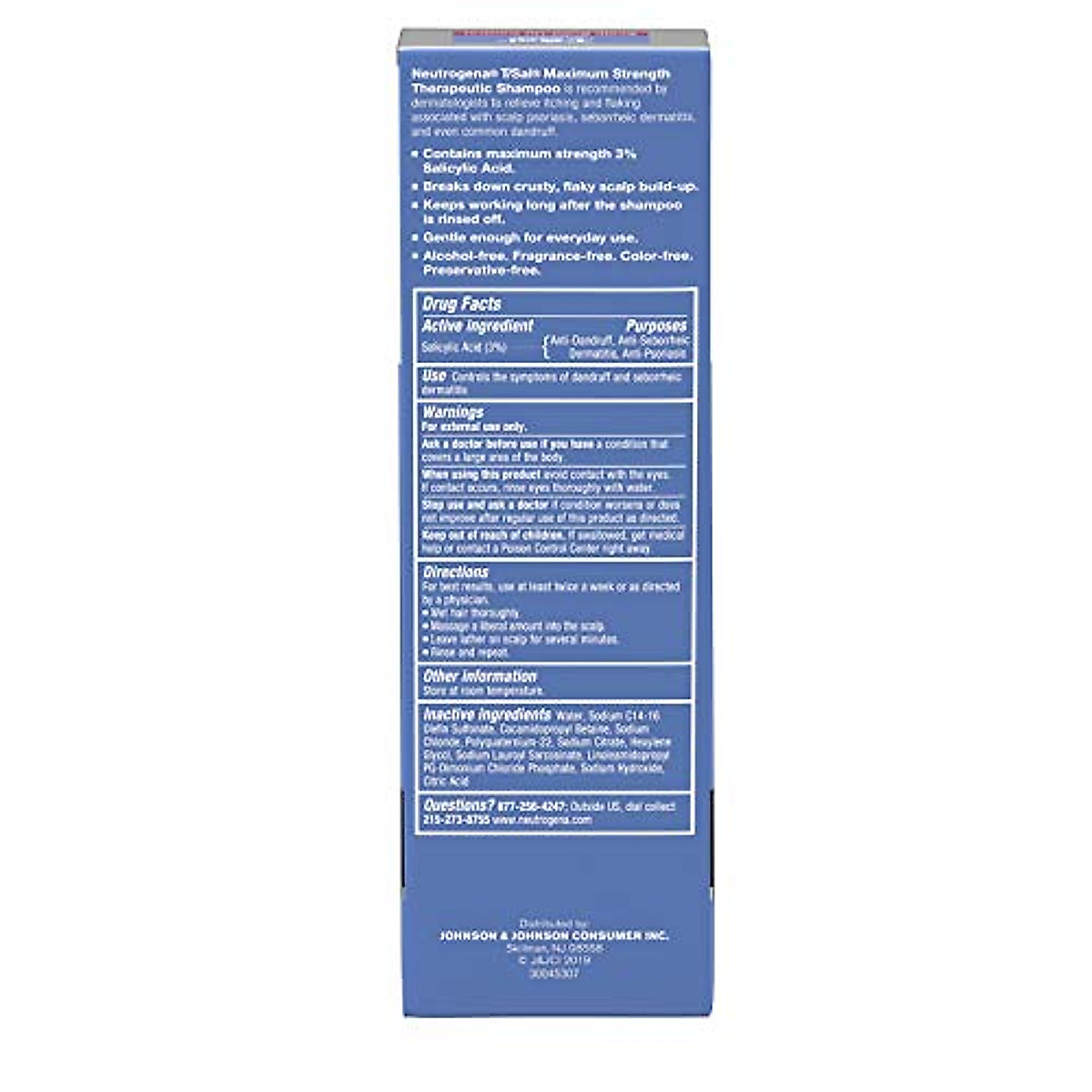 Neutrogena T/SAL Therapeutic Scalp Shampoo for Scalp Build-Up Control with 3% Salicylic Acid, Scalp Treatment for Dandruff, Scalp Psoriasis & Seborrheic Dermatitis Relief, 6 x 4.5 fl. oz