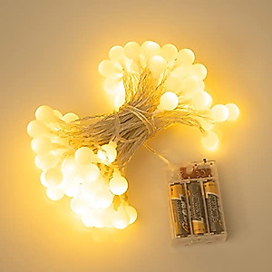 Globe String Lights for Bedroom, Christmas Decoration Ball Lights 33 FT 80 Twinkle LED Battery Operated Fairy Light for Outdoor/Indoor, Classroom, Camping, Bedroom, Party, Garden (Warm White Light)