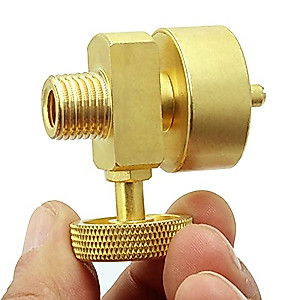 MCAMPAS Disposable Adjustable Pressure Propane Gas Regulator Valve,1LB Tank Connection Needle Valve x 1/4" NPT Male (Tapped M8 Female) Adapter Fitting