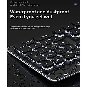 Rechargeable 2.4G Wireless Keyboard and Mouse Combo, Luminous Mute Keyboard Mouse for Office Gaming Laptop PC Home Use (Black with White Light)