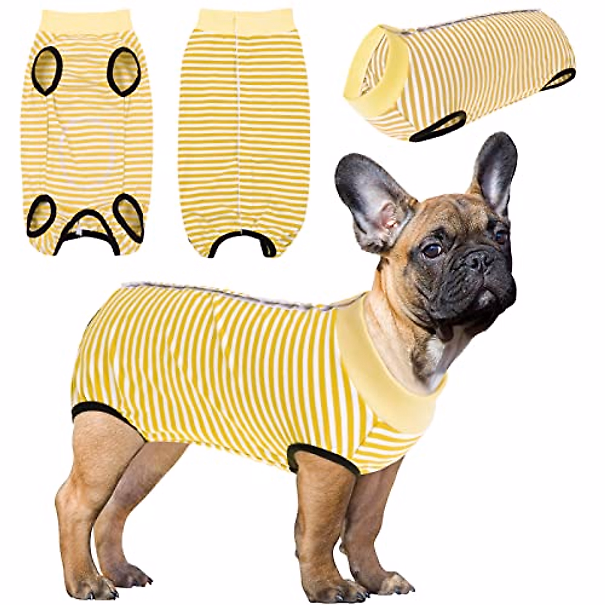 Dog Recovery Suit After Surgery, Pet Surgery Recovery Suit Surgical Snugly Onesie for Small Medium Dogs, Prevent Licking Dog Bodysuit Substitute E-Collar & Cone,Yellow S