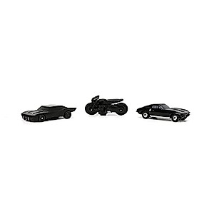 Jada Toys The Batman 1.65" Scale Nano Hollywood Rides: Batmobile, Batcycle, Chevy Corvette Die-Cast Vehicles (32043)