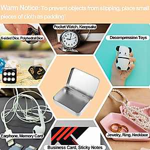 3 Pack Tin Box Containers 3.46 x 2.36 x 0.7 Inch Rectangular Metal Tin Box with Lid Empty Hinged Tins Box Containers Metal Storage Box with Hinge Lids for Home Organizer Storage Candy Jewelry, Silver