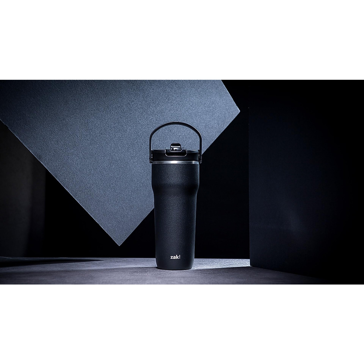 Zak Designs Harmony 2-in-1 Coffee Tumbler for Travel or At Home, 30oz Recycled Stainless Steel is Leak-Proof When Closed and Vacuum Insulated with Handle (Ebony Black)