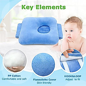 G Tube Tummy Time Pillow for Baby Feeding Tube Belt Pad Pillow with A Hole for Infant Children Kid Adjustable Hook & Loop Closure, Blue, 25*23*2cm