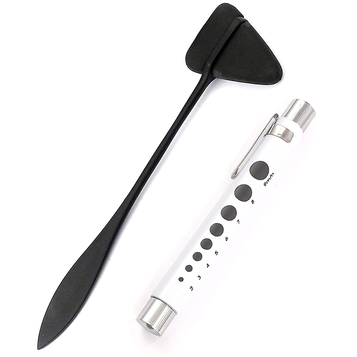 LAJA Imports Taylor Percussion Reflex Hammer – Tactical Black with Led Pen Light Pupil Gauge for Nurses, EMS, Students, Emergency Room