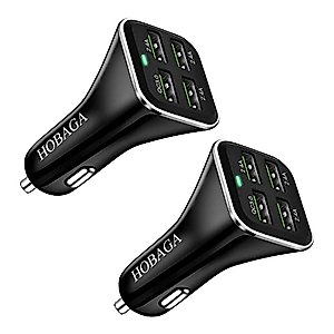 USB Car Charger Adapter, QC 3.0 Fast car Charger, 4-Port Multi 9.6 Amp 48W Rapid Car Charger Compatible with iPhone 13/12/11 Pro Max, Samsung Galaxy S20 Ultra/Note20, LG, Pixel and More[2PACK].
