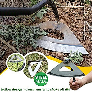 Fovlry All-Steel Hardened Hollow Hoe Garden Tool,Hollow Hoe with Wood Handle for Backyard Weeding, Loosening, Farm Planting(1PACK)