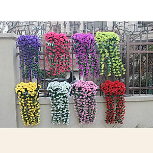 Artificial Hanging Flowers, Artificial Silk Violet Flower Wisteria Garland Fake Hanging Flower for Home Room Garden Wedding Indoor Outdoor Decoration (Yellow)