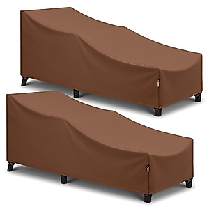 Arcedo Patio Chaise Lounge Covers Waterproof, Outdoor Lounge Chair Covers, Lounger Covers for Outside, Poolside and Beach, Heavy Duty Patio Furniture Cover, 76" L x 28" W x 30" H, Pack of 2, Brown