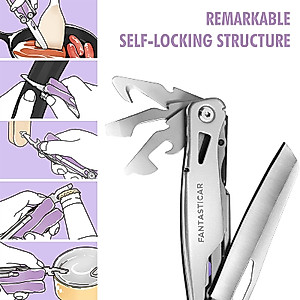FantastiCAR Purple Utility knife Box cutter with Extra Blades and Multifunctional Pliers Set, Stainless Steel Body and Gift Packaging Box