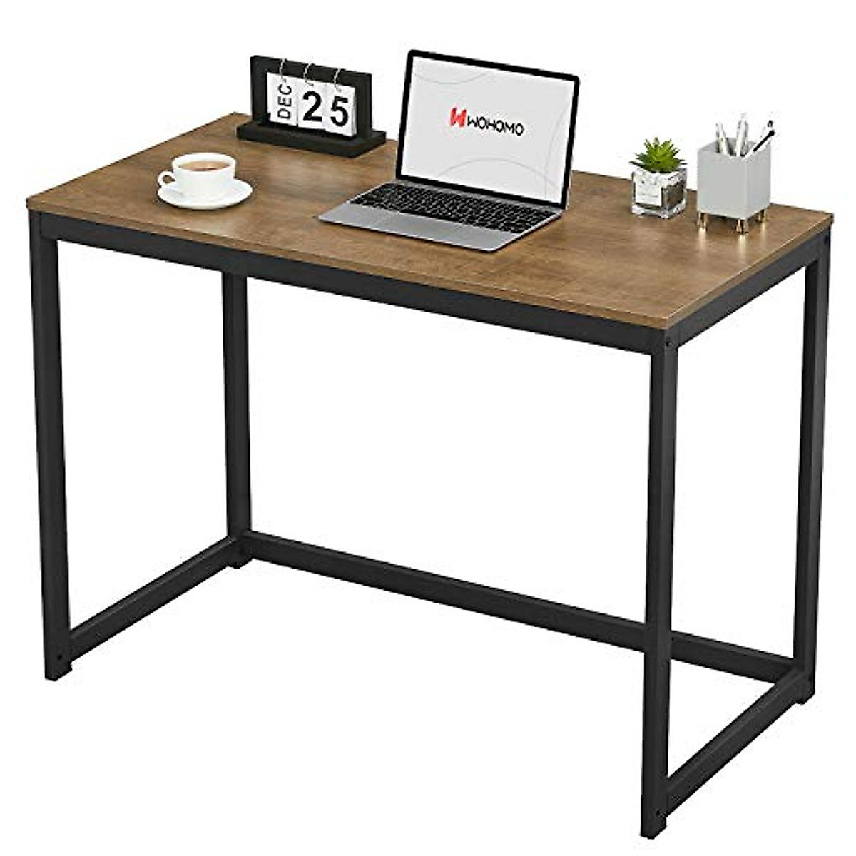 WOHOMO Small Computer Desk 39” Simple Modern Desk with Large Legroom Study Writing Desk for Home Office, Dark Brown