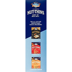 Blue Diamond Almonds Nut-Thins Gluten Free Cracker Crisps, Hint Of Sea Salt, Family Size, Sea Salt, 7.7 oz