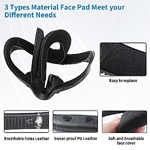 VR Face Pad Replacement for Oculus Quest 2,Facial Interface Bracket Face Cover with Nose Pad,3pcs Anti-fogging Face Cushion Pad,Lens Cover,Thumb Stick Caps for meta Oculus Quest 2 Accessories