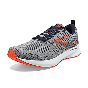 Brooks Men's Levitate 5 Neutral Running Shoe - Grey/Peacoat/Flame - 11.5 Medium