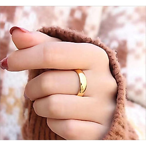 HUARJO 4mm 6mm 8mm 18K Gold Tungsten Carbide Rings for Women Men Domed Polished Steel/Gold/Rose Gold Wedding Band Comfort Fit Size 5-13 (10, 6mm gold)