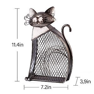 Drincarier Cat Decor Wine Cork Holder Tabletop Wine Racks Shelf Metal Wine Bottle Holder Home Decor Wine Decor… (Cat Cork Holder)…………