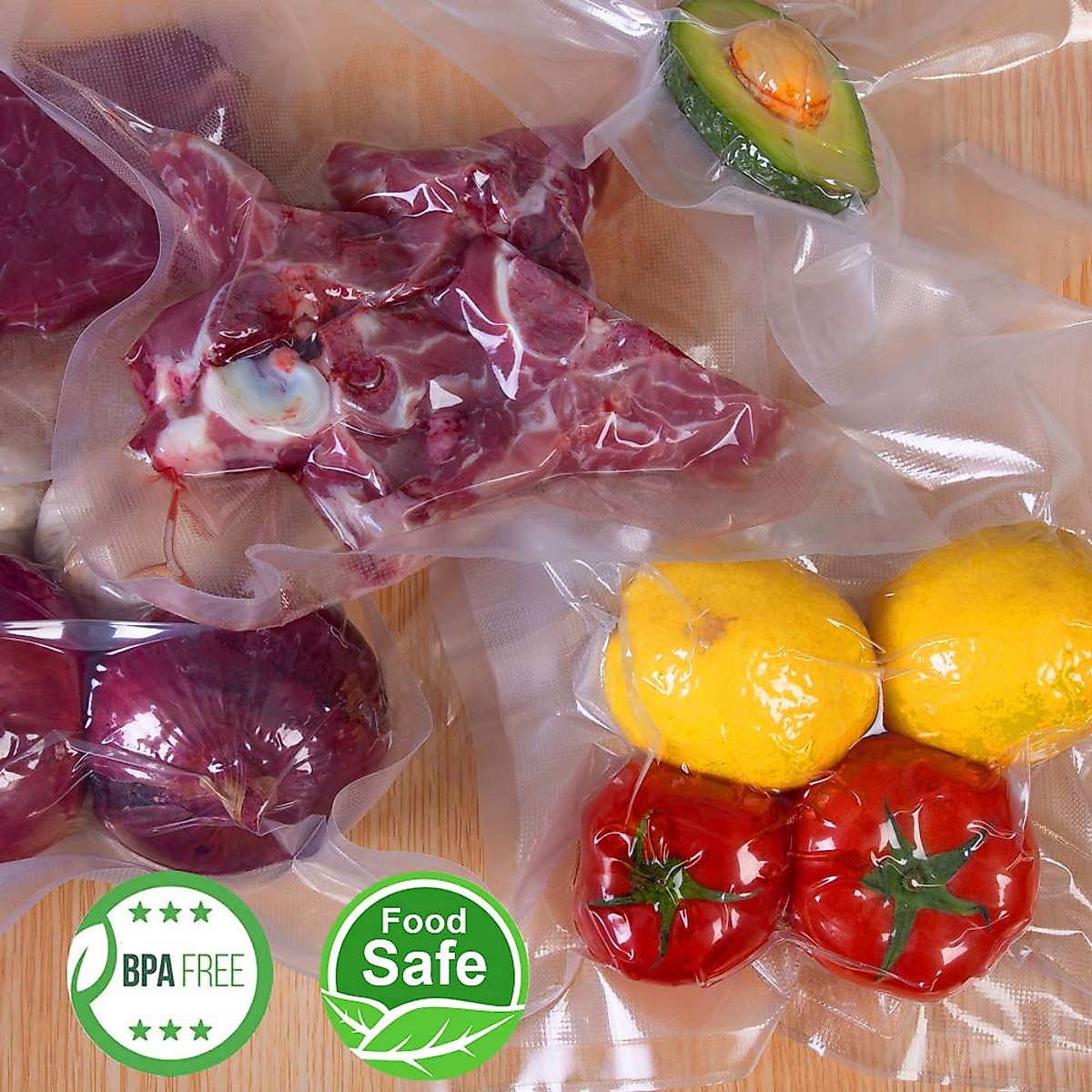 SurpOxyLoc (Total 200 Feet) 4 Pack 11x50 Vacuum Sealer Bags Rolls with BPA Free and Puncture Prevention, Seal a Meal Bags Rolls Work with Any Types Sealer Machine,Great for Sous Vide Cooking