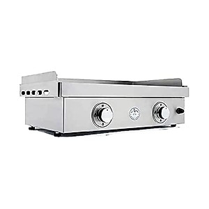 AMS Fireplace Le Griddle |2 Burner Outdoor 304 Stainless Steel Griddle 30 inch | (Natural Gas, Two Burner Griddle)18,000 BTU's Tasty Cooking - Outdoor Clothing Cover Included. Made in France (GFE75)