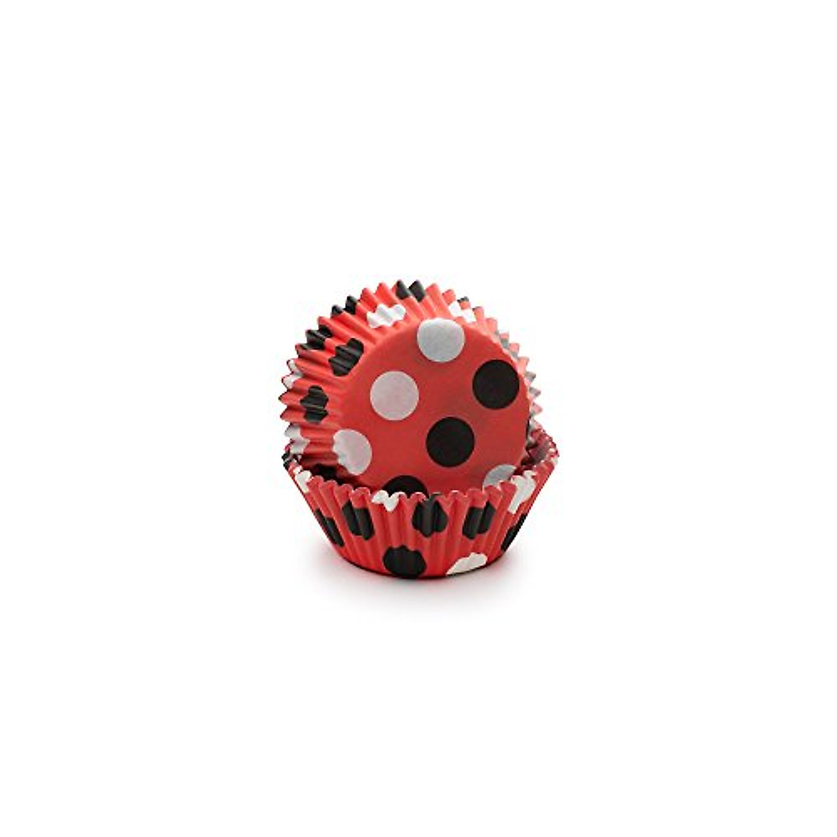 Fox Run Polka Dot Disposable Bake Cups, 3 x 3 x 1.25 inches, Red with Black
