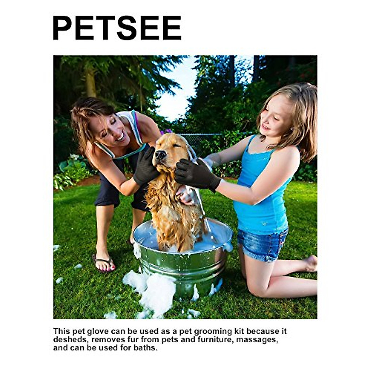 Pet Hair Products - Pet Grooming Gloves & Pet Grooming Brush with Massage Pet Hair Remover for Dogs Cats Long & Short Fur Blue, Perfect Massage Petting Tool for Cats, Dogs & Horses (Blue, 1 Pair)