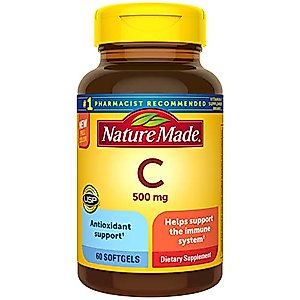 Nature Made Vitamin C 500 mg, Dietary Supplement for Immune Support, 60 Softgels, 60 Day Supply