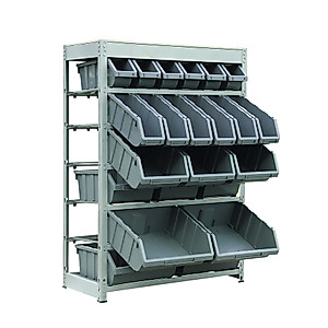 King's Rack Bin Rack Storage System Heavy Duty Steel Rack Organizer Shelving Unit w/ 22 Plastic Bins in 6 tiers