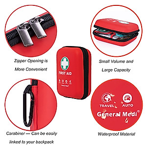 General Medi First Aid Kit - 170 Pieces Hard Case and Lightweight - Great for Travel, Home, Office, Vehicle, Camping, Workplace & Outdoor (Red)