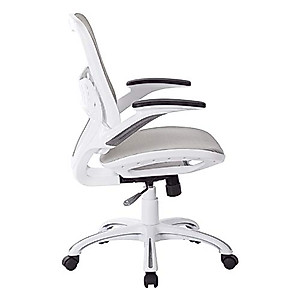 OSP Home Furnishings Riley Ventilated Manager's Office Desk Chair with Breathable Mesh Seat and Back, White Base with Blue