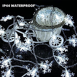 Dazzle Bright Christmas Snowflake String Lights, 2 Pack 50 LED 25 FT Battery Operated Christmas Lights with 2 Lighting Modes for Indoor Outdoor Xmas Tree Party Decorations, White