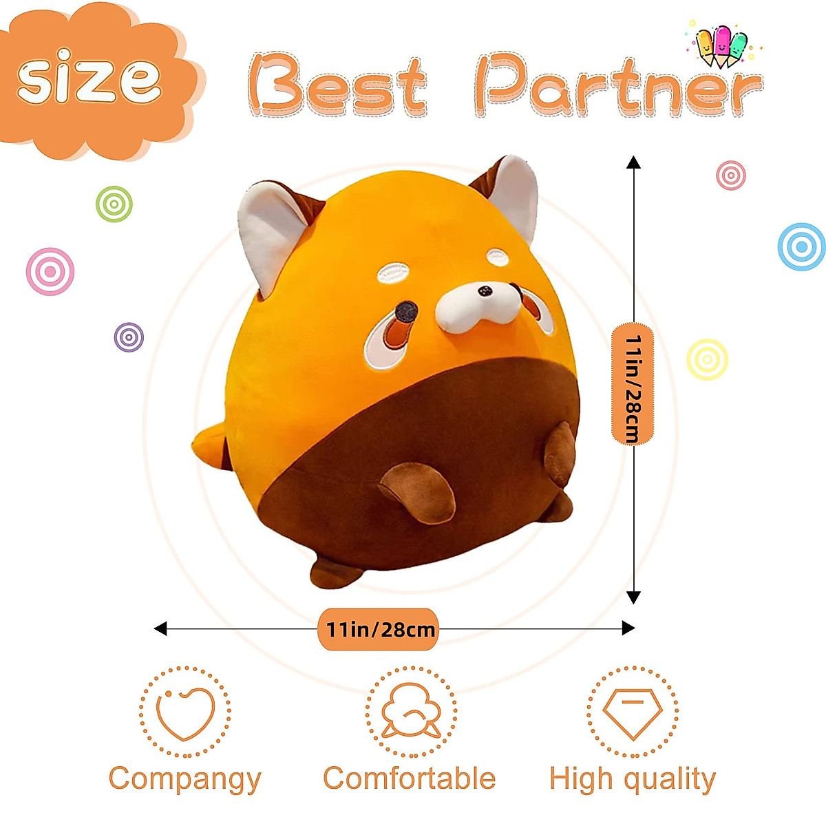 Raccoon Plushies Cuddly Raccoon Plush Pillow Chubby Raccoon Stuffed Animal Creative Gift (Orange,High 28cm/11in)