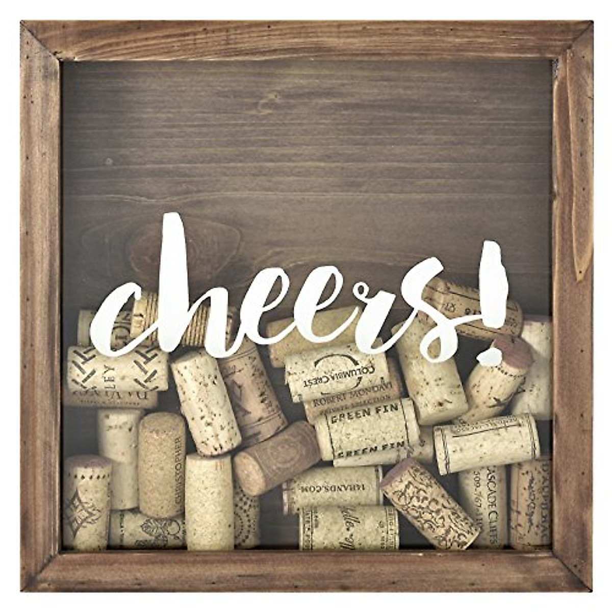 MCS 66959 Bar None Cheers Wine Cork Holder Shadowbox, 10"x10", Brown