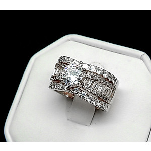 Ginger Lyne Collection Enchantment Beautiful 3pcs Engagement Wedding Ring and Band Set Size 11