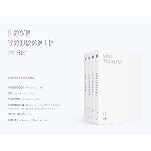 BTS - Love Yourself 承 [Her] [O ver.] with Photobook, Photocard, Official Folded Poster(O ver.), Extra photocard