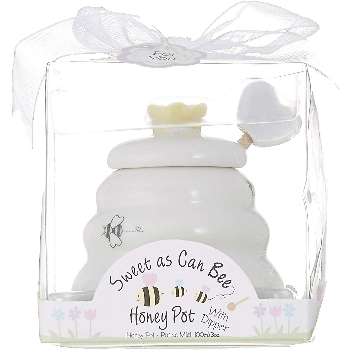 Sweet As Can Bee Ceramic Honey Pot with Wooden Dipper