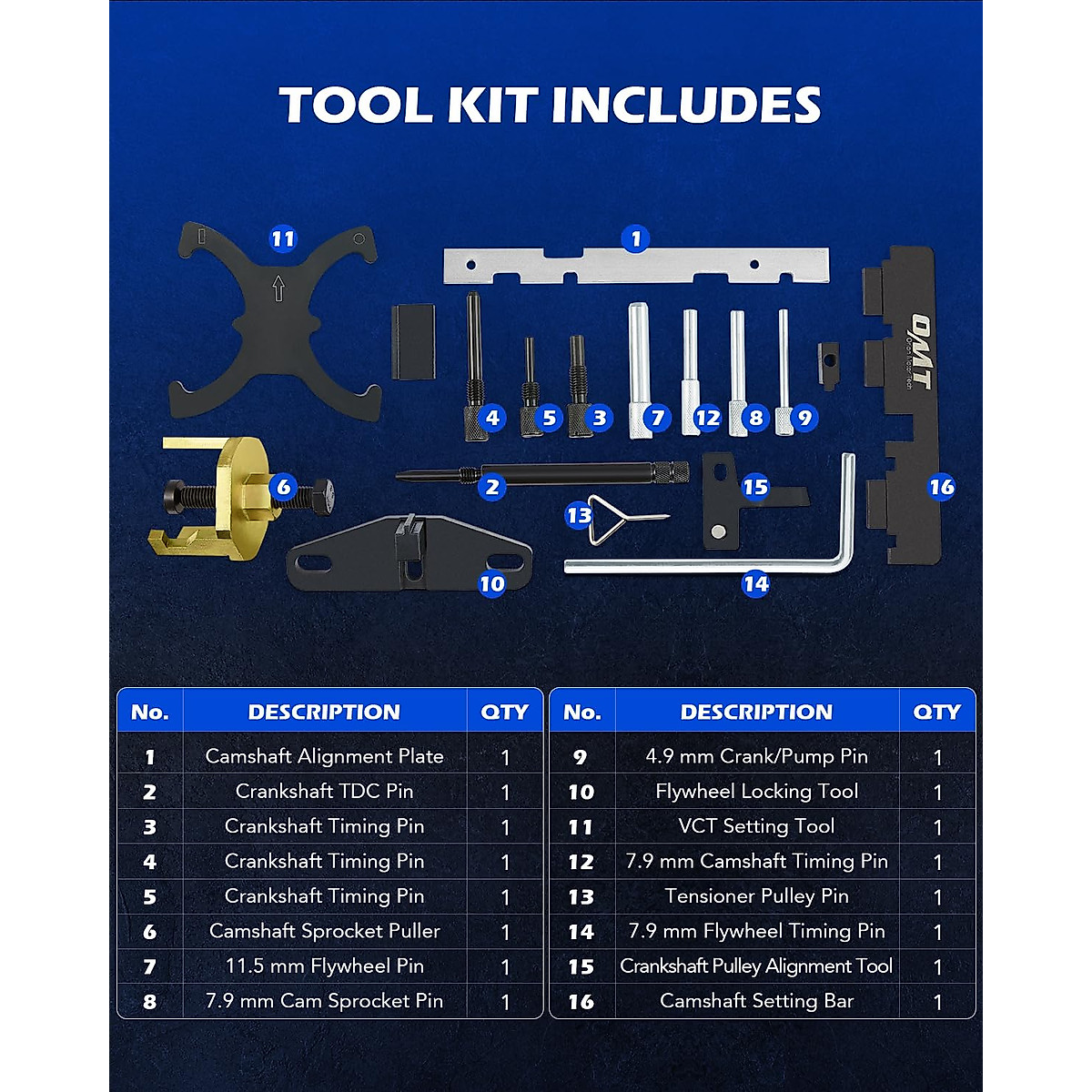 Orion Motor Tech Engine Camshaft Timing Tool Set Alignment Tool Kit Compatible with Ford Fiesta Focus Escape More Volvo S60 S80 V40 V60 V70 VCT Duratec Gas Engines Duratorq Diesel Engines 1993 to 2020