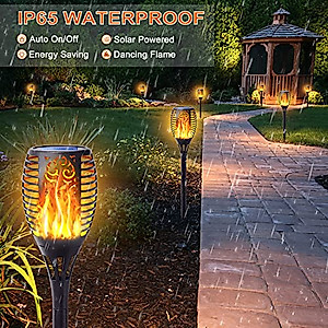 FITSAN 8Pack Solar Torch Light with Flickering Flame, Upgraded 3in1 Solar Lights Outdoor Hanging Lantern, Waterproof Landscape Decoration Lighting for Garden Yard Pathway Driveway, Auto On/Off