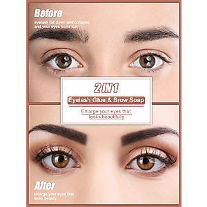 Lash Lift Glue Balm EBANKU Upgrade Lash Lift Glue Adhesive, Lash Lift Balm with Brush Pads Kit Strong Viscosity Lifting Curling and Nourishing Eyebrow Lamination Glue Balm Strawberry Scent 0.71Oz