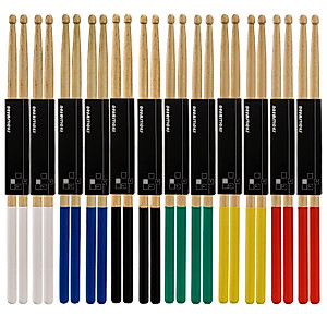 Suwimut 12 Pairs Drum Sticks with Non-Slip Rubber Handle, Classic 7A Maple Wood Tip Drumsticks for Kids, Adults, and Beginners, Professional Musical Instrument Percussion Accessories, 6 Colors