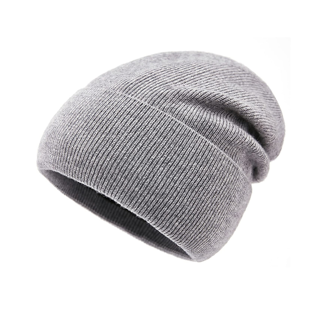 Lallier 100% Merino Wool Beanie for Men and Women, Pure Wool Ribbed Knit Warm Winter Hat with Gift Box (Light Gray)