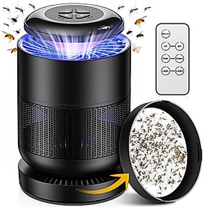 Fly Trap Indoor, Bug Light Trap Indoor, Remote Control Fruit Fly Trap, Gnat Trap, Mosquito Trap, Catch Insect Indoor with Light Suction Sticky Glue, Adjustable Brightness and Fans (Black&Dark Blue)