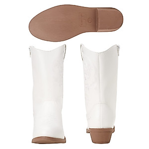 bebe Girls' Cowgirl Boots - Classic Western Cowboy Boots - Mid Calf Boots for Toddlers, Little Girls, and Big Girls, Size 2 Little Kid, White