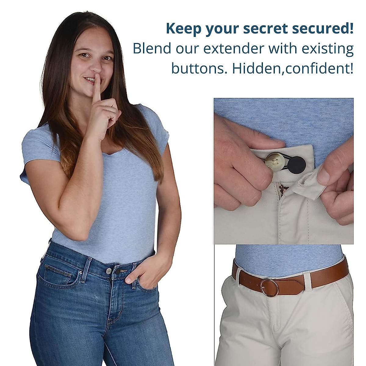 Flexible Button Waist Extenders for Pants (6-Pack Black) Men and Women’s Pants, Shorts, Skirts - Jean Extender Button by Comfy Clothiers