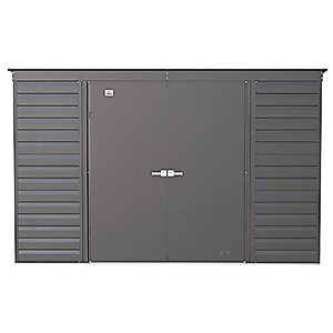 Arrow Shed Select 10' x 4' Outdoor Lockable Steel Storage Shed Building, Charcoal