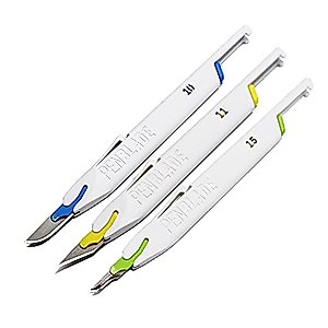 TIDI PenBlade Retractable Utility Knife, Blade Sizes 10, 11A, and 15 (Pack of 3) - Stainless Steel Hobby Knife - Durable and Food-Safe Craft Knife Set for Any DIY Project