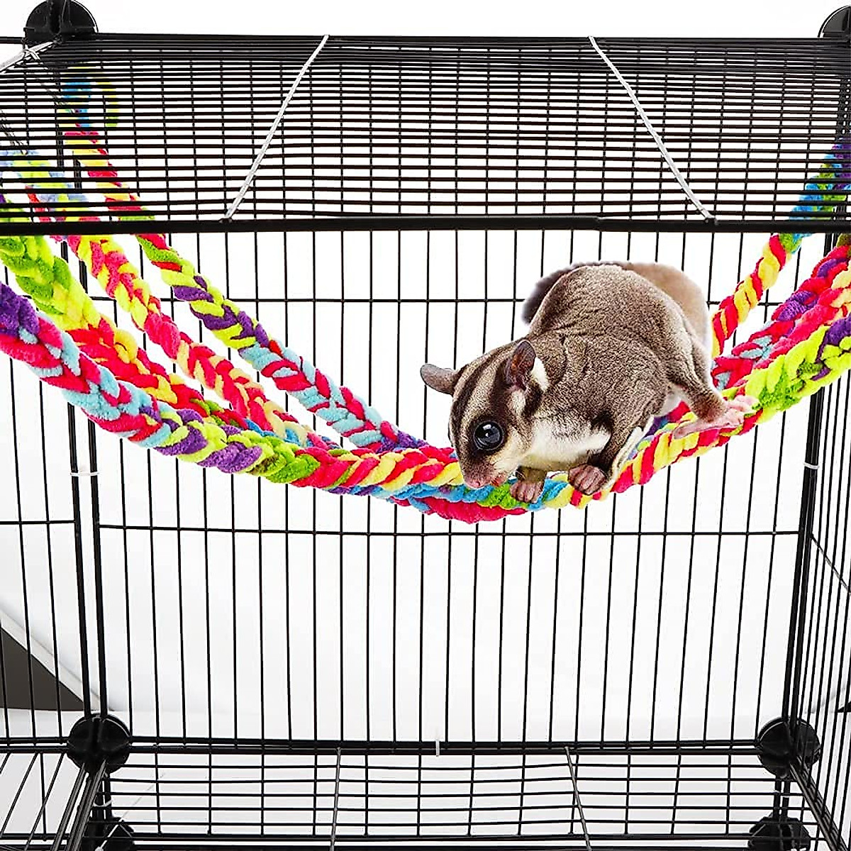 8 Pack Sugar Glider Toy Colored Climbing Cotton Rope Hanging Swing for Sugar Glider Squirrel Hamster Bird Parrot Hanging Toy Cage Accessories Rat Toys Bird Rope Perch Swing Toy (8 Pack)